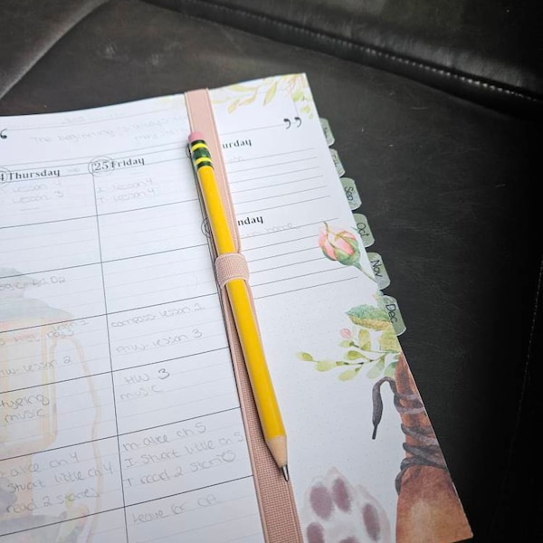 Elastic Bands With Pen Holder for Planners, Books, or Journals, 3 Bands ...