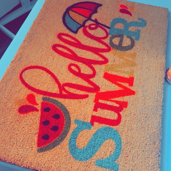 Flamingo Doormat Summer Doormat Summer Porch Decor Flamingo Decor Cute ...