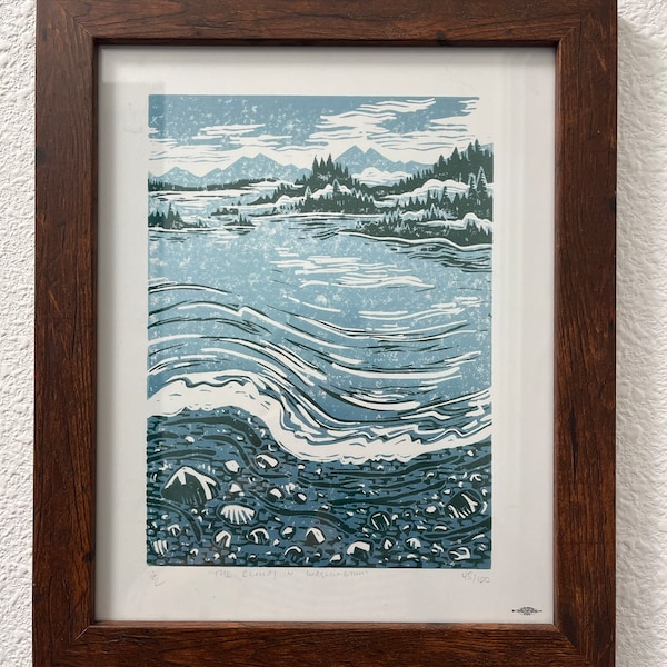 The Clouds in Washington | Linocut Reproduction Print | Puget Sound PNW ...