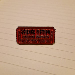 Science Fiction Double Feature Ticket Soft Enamel Pin Red Lapel Brooch ...