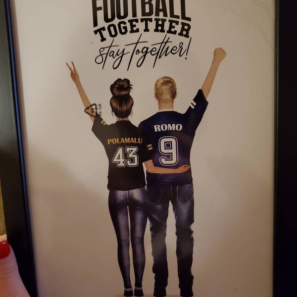 Personalised Couple Print, Personalised Football Couple Poster ...
