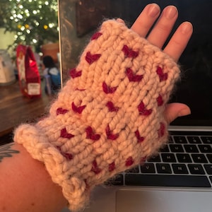 Mittens for Women Wool Fair Isle Heart Mittens Hand Knitted Heart ...