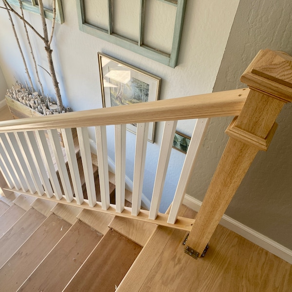 Red Oak and Painted Box Newel Posts Profile 4075 W Flat Top 48" High - Etsy