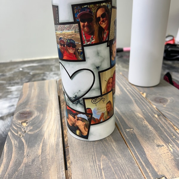 Floral Photo Tumbler, Png Sublimation Photo Collage 20oz Skinny Tumbler ...