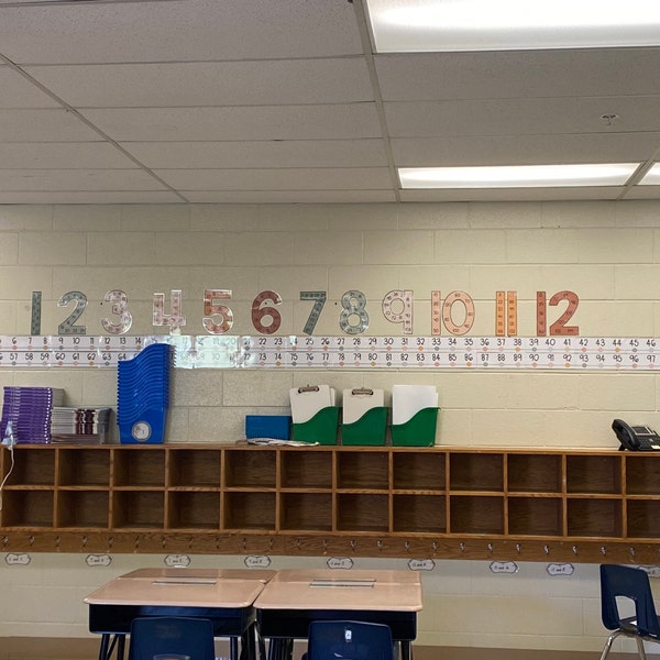 BOHO NEUTRAL Classroom Number Line Display With Negatives | Neutral ...