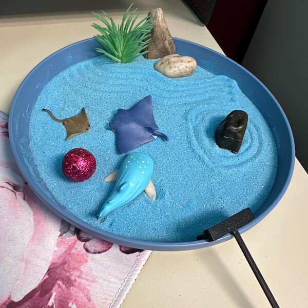 Ocean Mini Zen Garden // Blue Desk Accessory DIY Mindfulness Creative ...