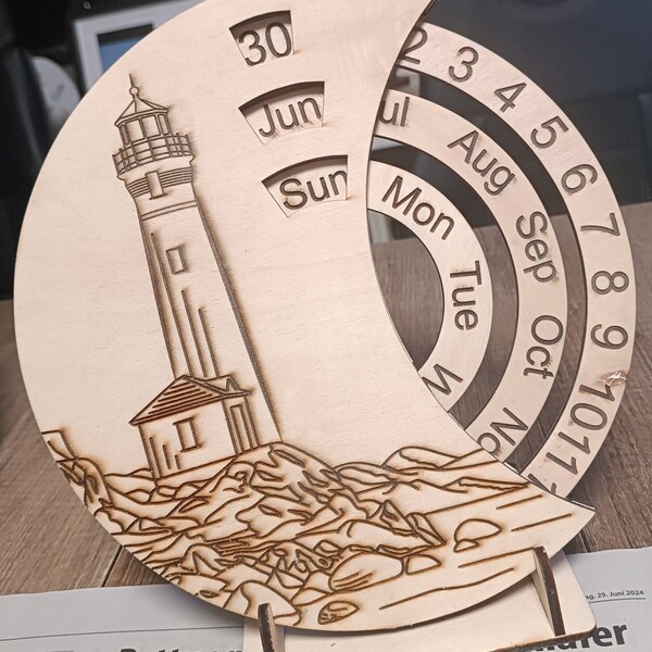 Circle Perpetual Calendar for Wall or Desk Watermill - Etsy