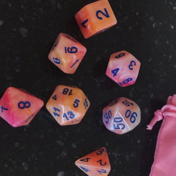 Dnd Dice Set / Pink Peach White "spectral Blade" D&D Dice Set ...