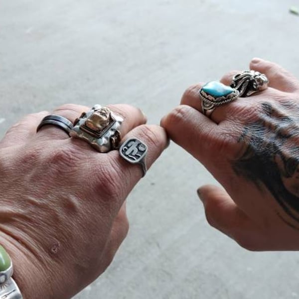 Cactus Signet Ring, Western Pinky Ring, Rustic Mens Ring, Unique ...