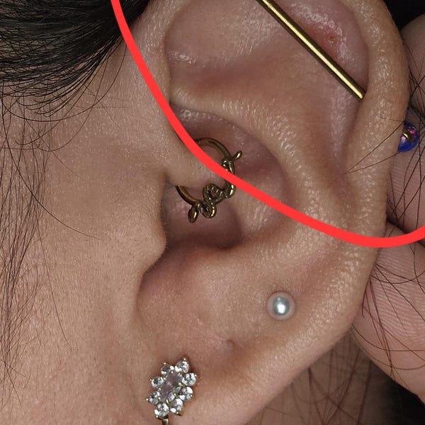 16g Titanium Internal Thread Star + Gem Curved Barbell Rook Eyebrow ...