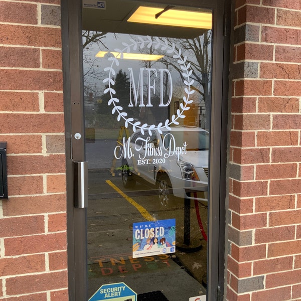 Personalized Door Decal - Front Door Wreath Decal - Glass Storm Door ...
