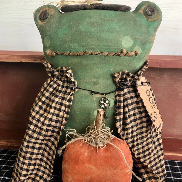 Frog Witch Epattern...primitive Country Halloween Cloth Doll Craft ...