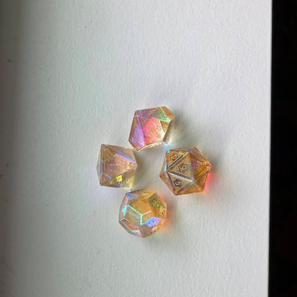 Full Opal Set - Dungeons and Dragon Raised Dice, RPG Game Electroplated ...
