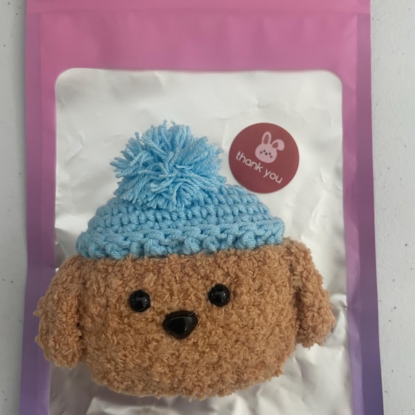Crochet Blue Fluffy Bear AirPod Case Plush Airpods Pro Case Funny Bow ...