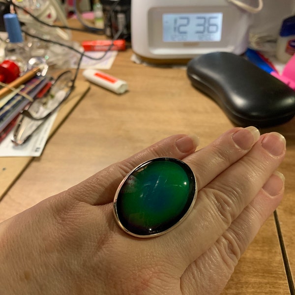 Extra Large Mood Ring in Sterling Silver - Etsy