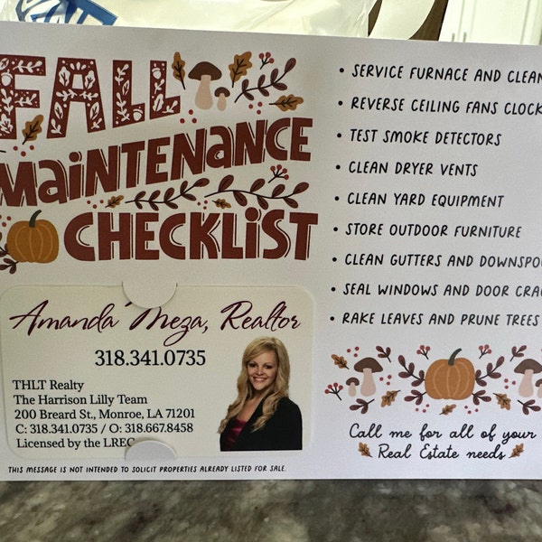 Hello Autumn Real Estate Fall Maintenance Checklist Mailers W ...
