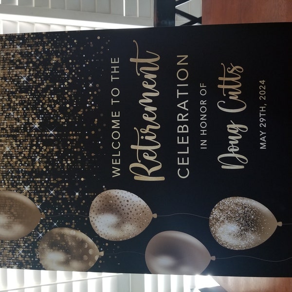 Gold Retirement Welcome Sign, Balloons Retirement Celebration Welcome ...