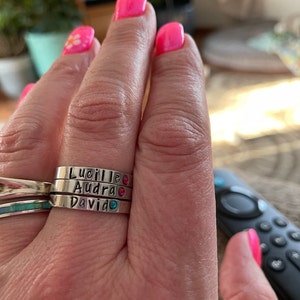 Engraved Stacking Ring Custom Silver Stainless Steel | Etsy