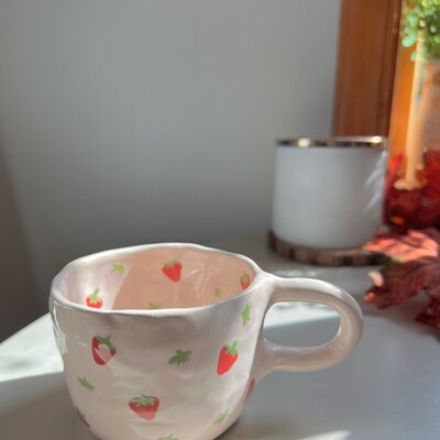 Teddy Bear Mug With Ribbon Bow Handmade Ceramic Mug 300 Ml Handmade ...