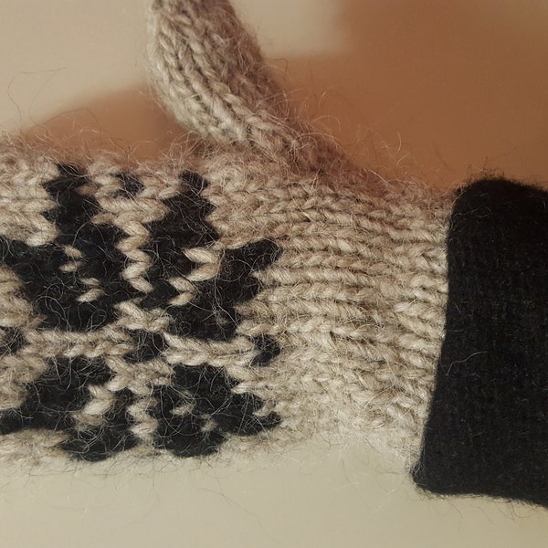 Hand Knitted Icelandic Quality Wool Lopi Mittens Lined With Polar ...