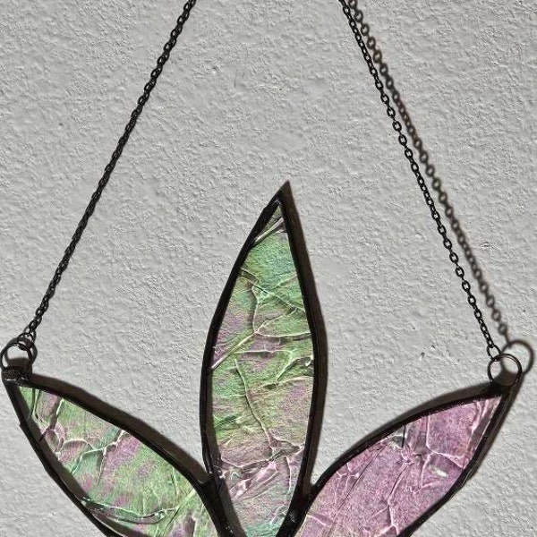 Stained Glass Cannabis Leaf, Pot Leaf Marijuana Suncatcher, Nature ...