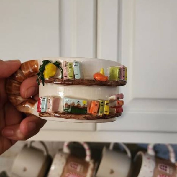 Library Bookshelf Mug, Ceramic Book Mug, Bookworm Tumbler, Unique Tiny ...