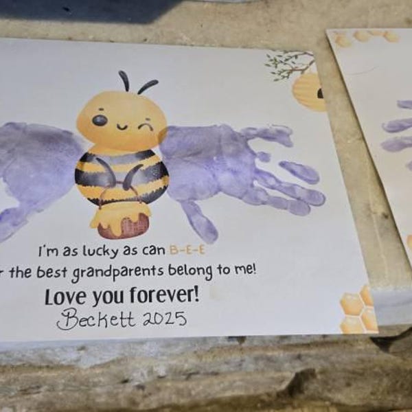 Grandparents Bee Handprint Craft, Grandparents' Day Handprint ...