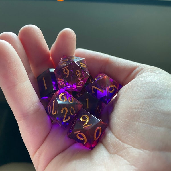 Malignant Midnight - Sharp Dnd Dice - Clear - Handmade Resin Dice Set ...