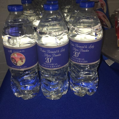 Pastoral Anniversary Silver and ANY COLOR EDITABLE Water Bottle Labels ...