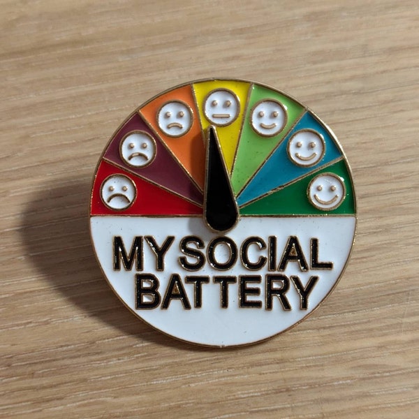 Social Battery Pin, Mood Tracker Brooch, Introvert Brooch, Introvert ...