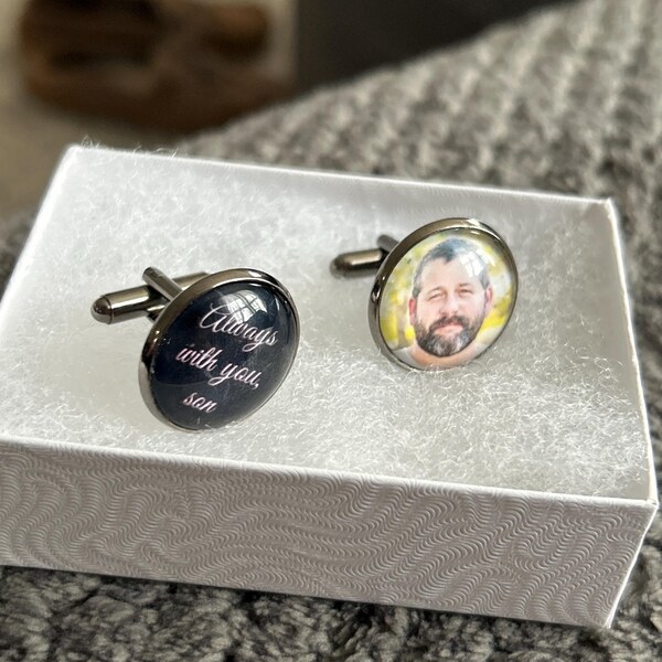 Memorial Cuff Links - With Photo - If Heaven Wasn't so Far Away - Groom Gift - Etsy