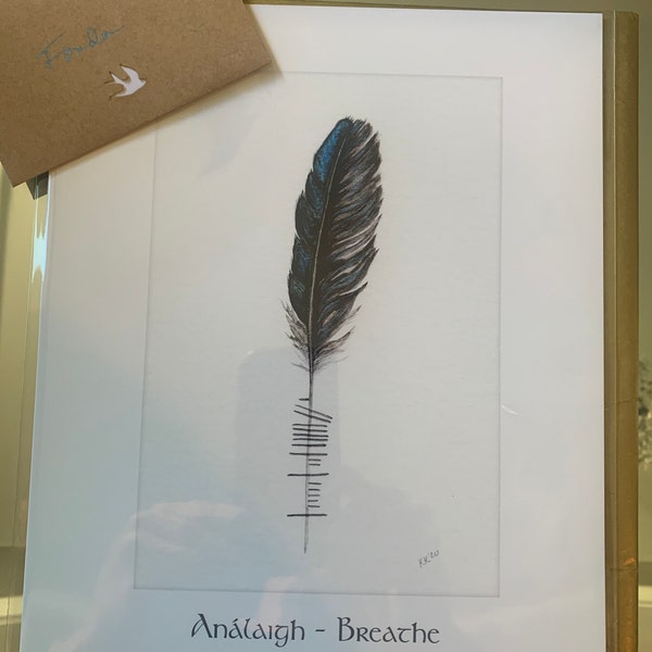 Breathe: Raven Feather With Ogham Writing - Análaigh - Gaelic - Celtic ...