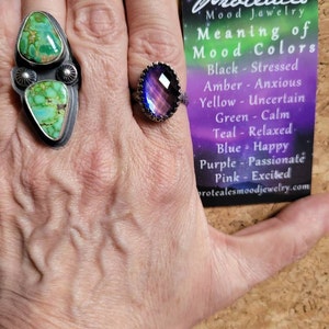 Adjustable Mood Ring Sterling Silver With Color Changing Mood | Etsy