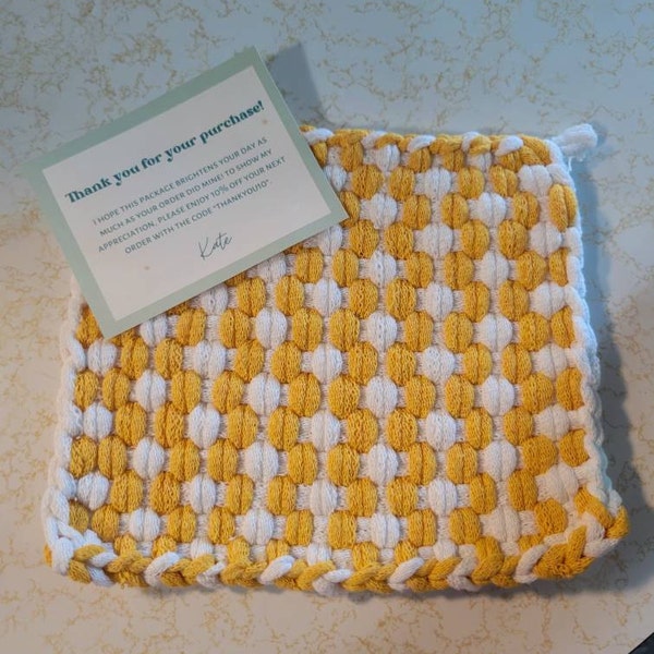 Handmade Large Loom Woven Potholder - Oven Mitt, Hot Pad, Kitchen Decor ...