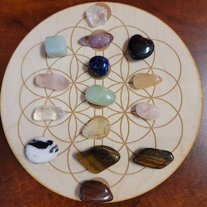 Flower of Life Chakras Crystal Grid Chakras Crystal Grid Chakras Wood ...