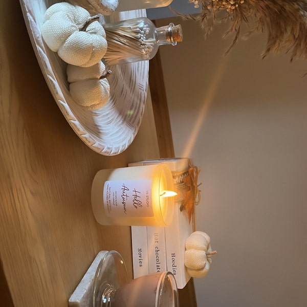 Hello Autumn Candle, Hello Fall Candle, Autumn Home Decor, Cosy Candle ...