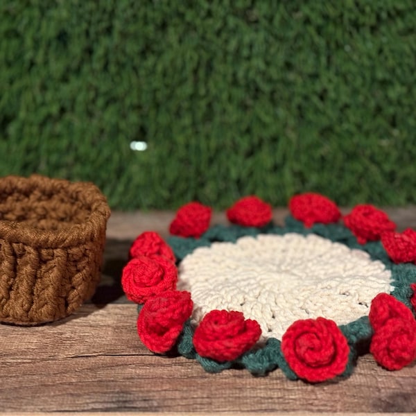 Handmade Crochet Flower Coaster, Crochet Flower Bouquet Blanket ...