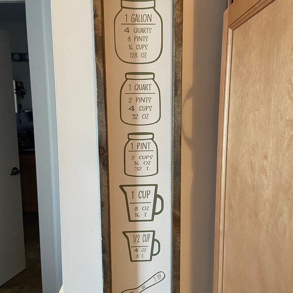 Vertical Kitchen Conversion Sign - Framed Farmhouse Sign - Kitchen ...