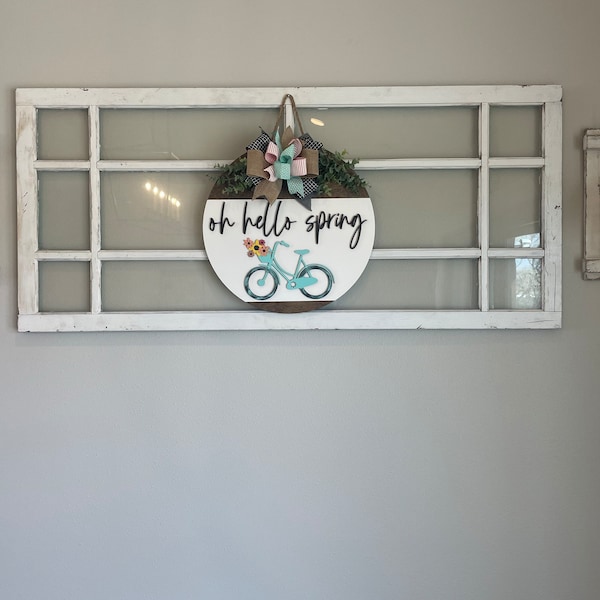 Spring Front Door Decor, Spring Door Hanger, Oh Hello Spring Sign ...
