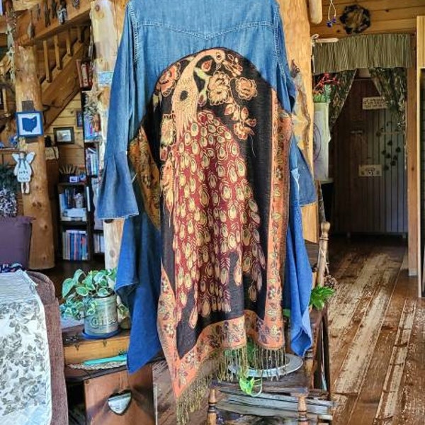 1X-2X Gypsy Rose Tattered Duster Rustic Boho Jacket Funky Hippie ...