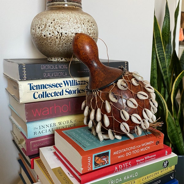 Shekere Cowrie Shell Rattle //jabara, Axatse, Netted Cowrie Shell Gourd ...