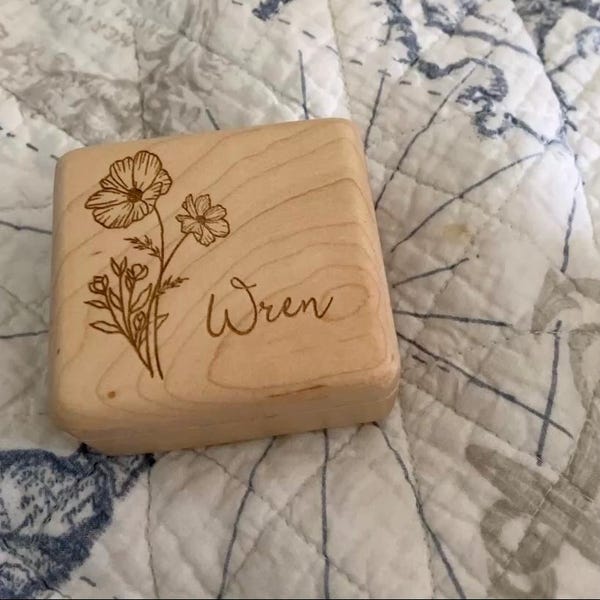 Personalized Walnut Wood Music Box, Birth Flower Music Box, Birthday ...