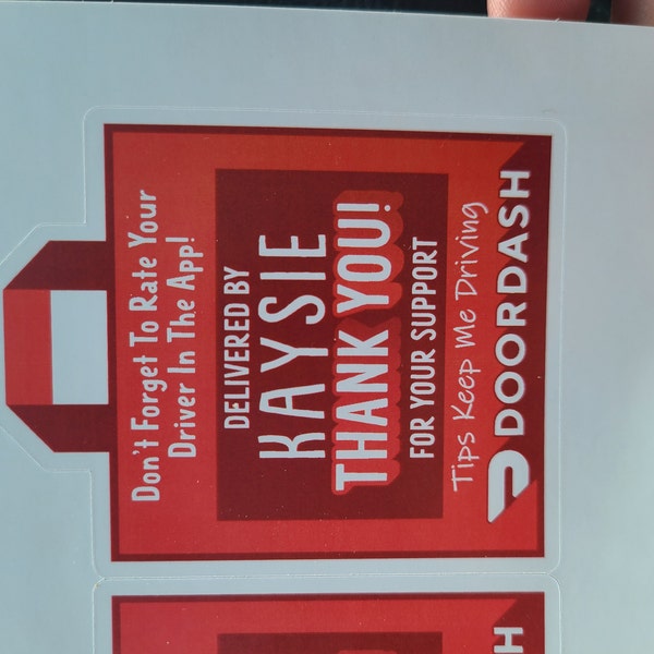 Personalized Doordash Labels Delivery Bag Shaped Stickers Food Delivery ...