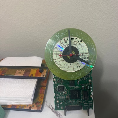 Vintage Punched Computer Punch Card on Mini CD on Circuit Board Clock ...