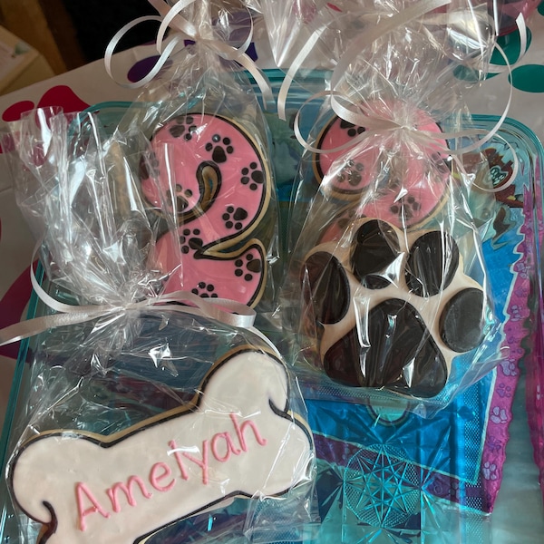 Dog Theme Party Favors, Birthday Party Favor Cookies, Paw Print Cookies ...
