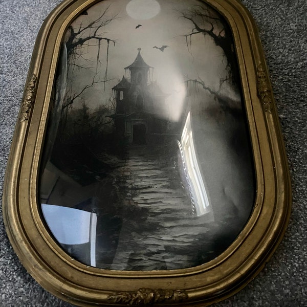 PRINTABLE Halloween Vintage Print, Haunted House Wall Art, Dark ...