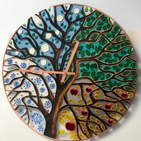 Stained Glass Clock, Wall Clock, Stained Glass, Glass Painting, Hand ...