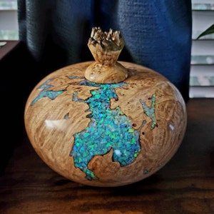 Small Urn 54 Cu. In. Handmade Black Walnut Urn Synthetic Opal Inlay ...