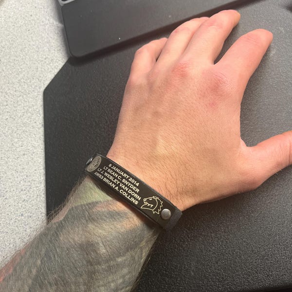 Custom Engraved Memorial Military Bracelet - Military Black Stainless ...