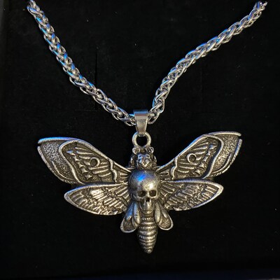 Moth Pendant Deaths Head Hawk Moth Necklace Gothic Necklace Moth ...